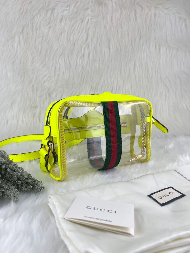 Gucci Neon Yellow Ophidia Transparent Mini Bag, Luxury, Bags & Wallets ...