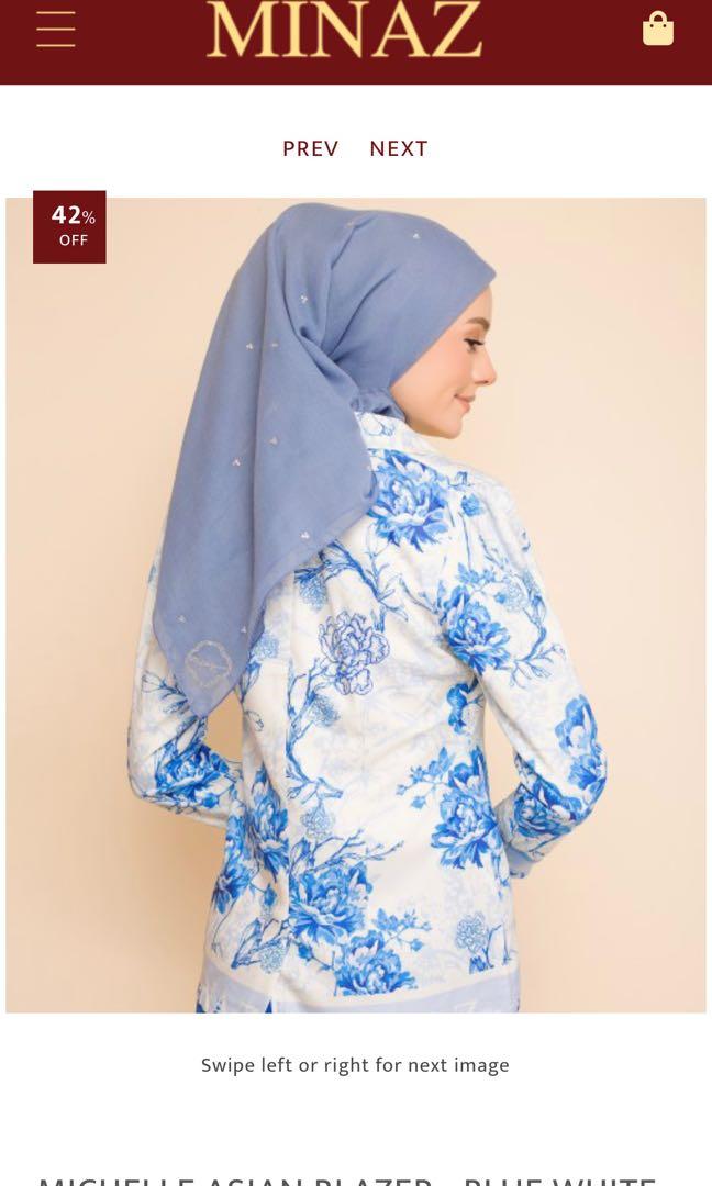 Minaz Michelle Asian Porcelain Blazer Blue White, Women's Fashion ...