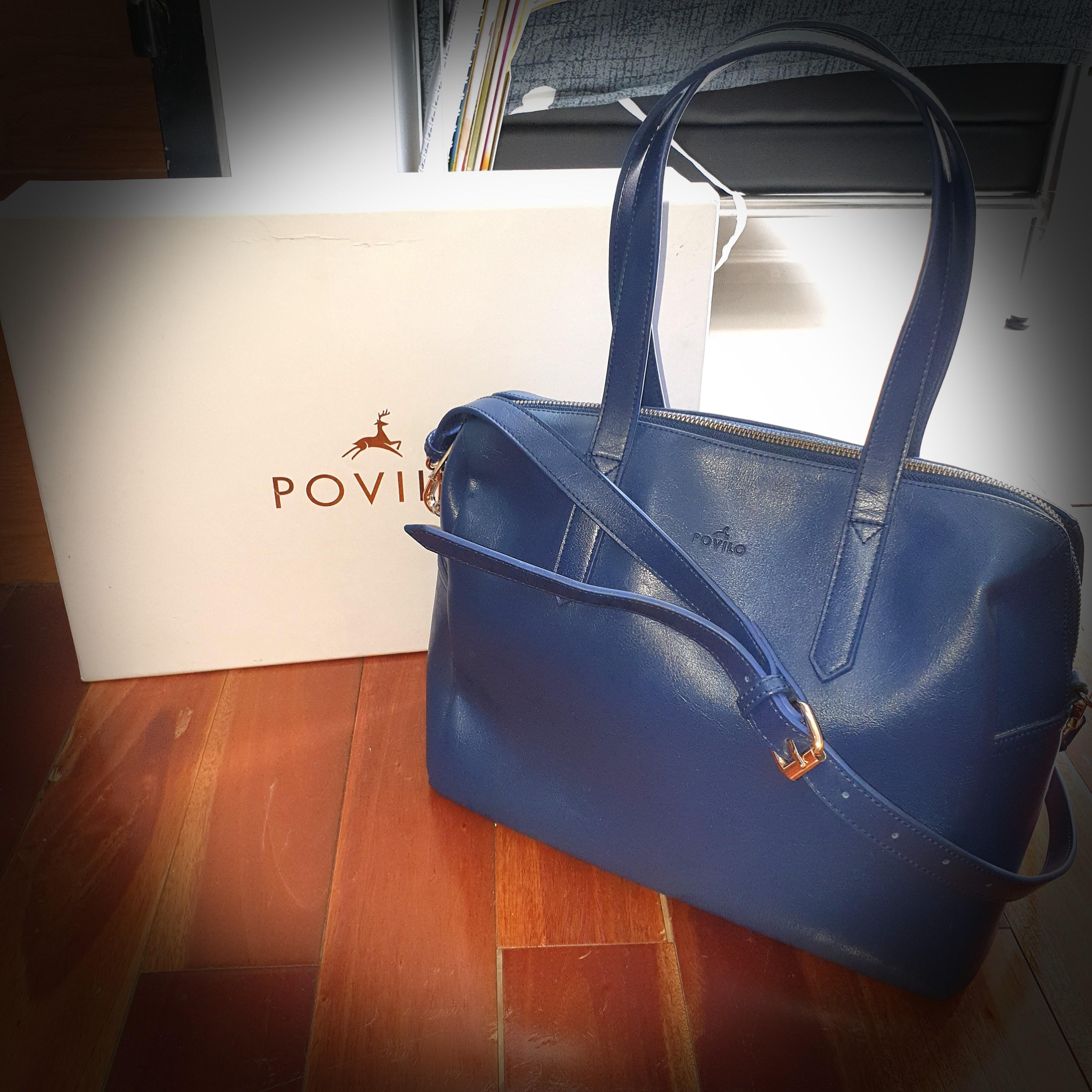 Povilo bag navy very good condition no kikis, Fesyen Wanita, Tas ...