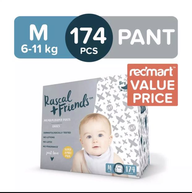 Rascal and Friends Pant Diapers (Pants) in Size M - 58 pieces in a pack ...