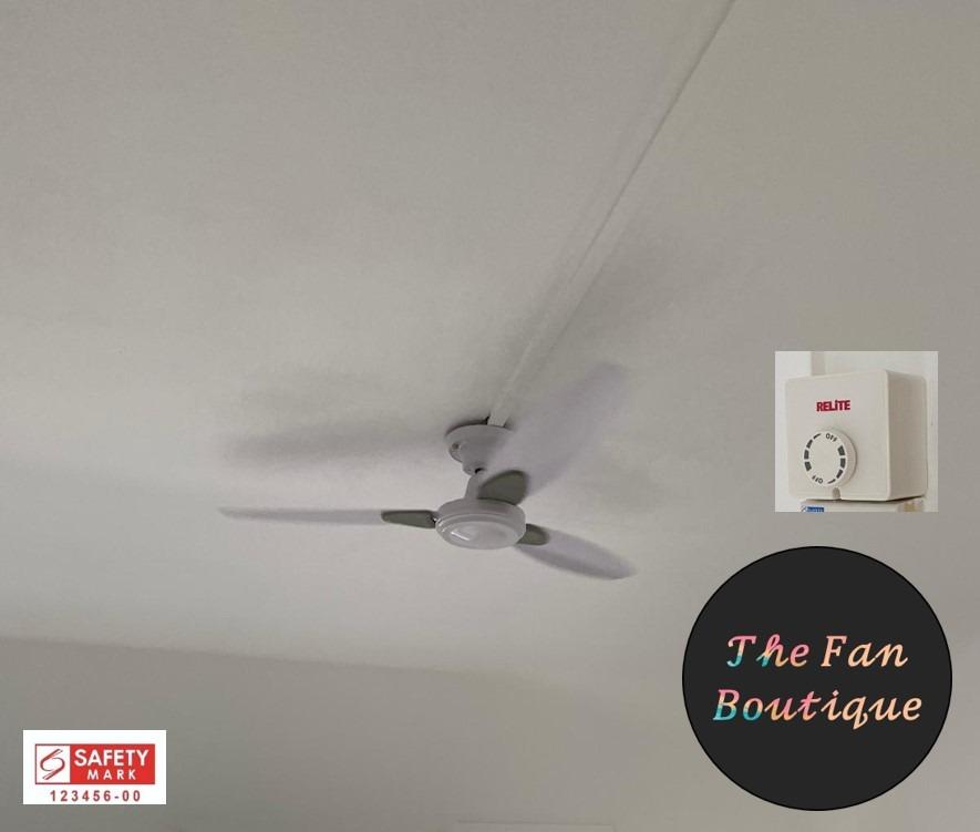 RELITE Petite 48" Powerful AC Motor Ceiling Fan with 5-Speed Wall ...