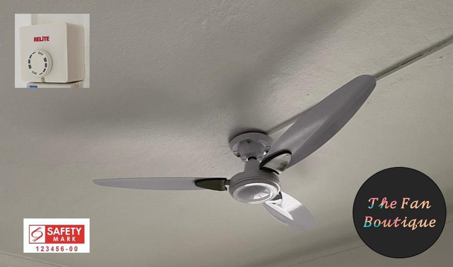 RELITE Petite 48" Powerful AC Motor Ceiling Fan with 5-Speed Wall ...