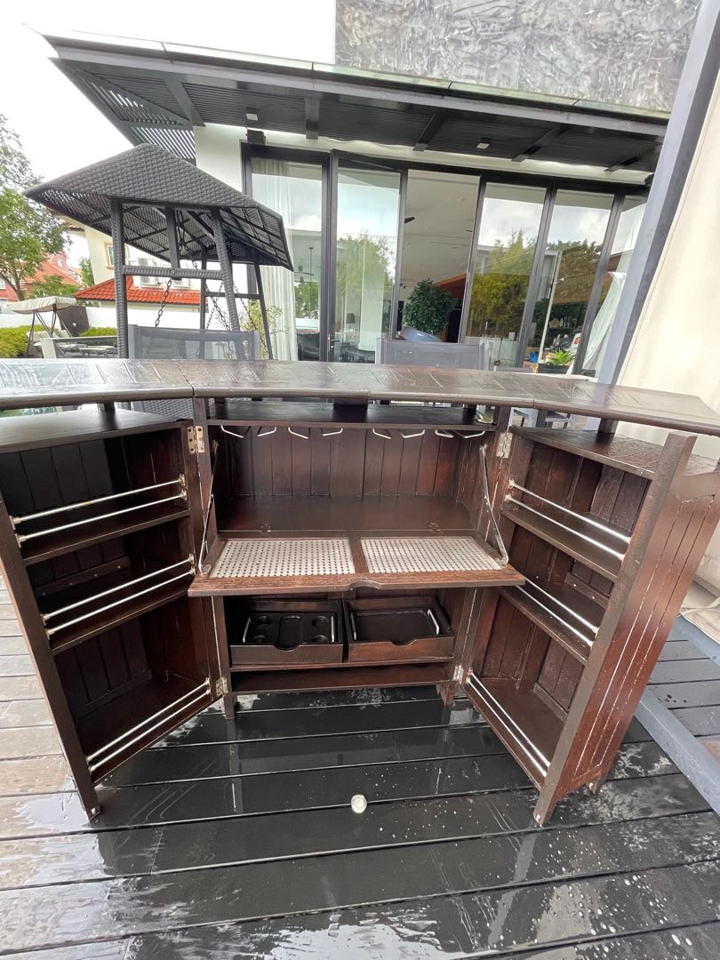 Solid Oak Bar counter / Display Cabinet, Furniture & Home Living ...
