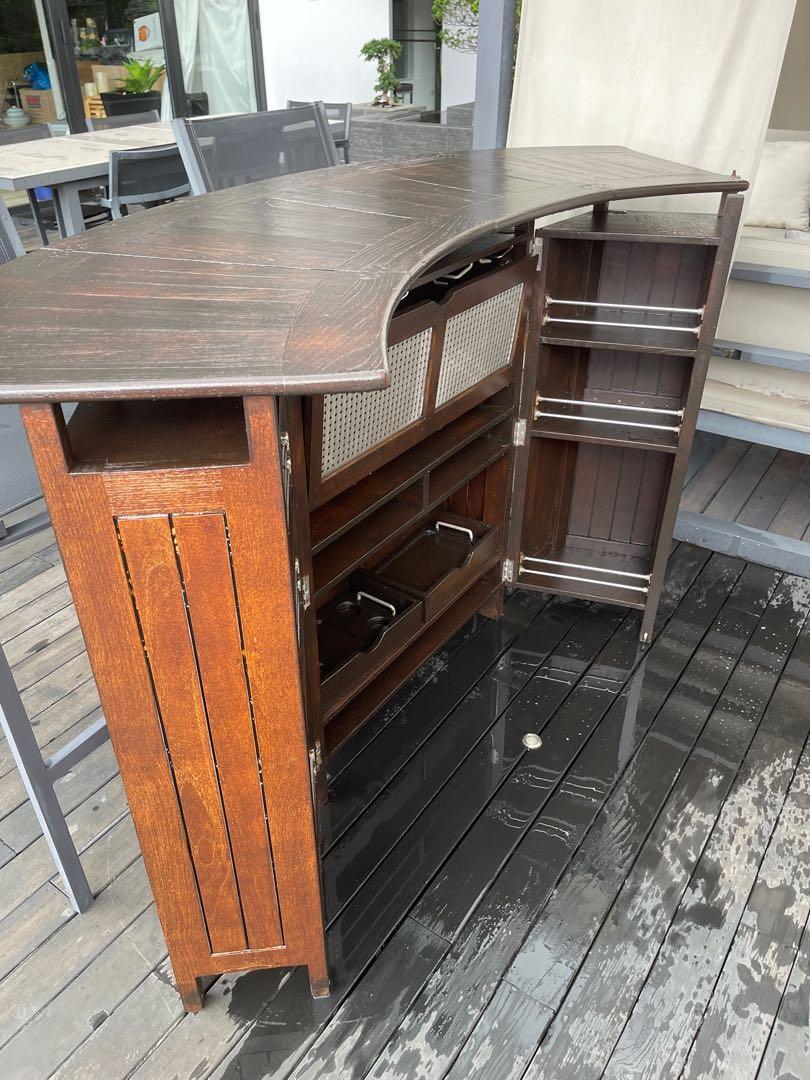 Solid Oak Bar counter / Display Cabinet, Furniture & Home Living ...