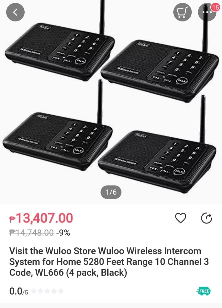 WULOO 4 Packs Wireless Home Office Intercom System AC DC Like Walkie ...