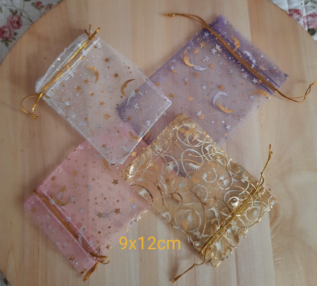 Plain Colours & Glitter Draw String Organza Pouch Bag ⭐ Event Favours ⭐ ...