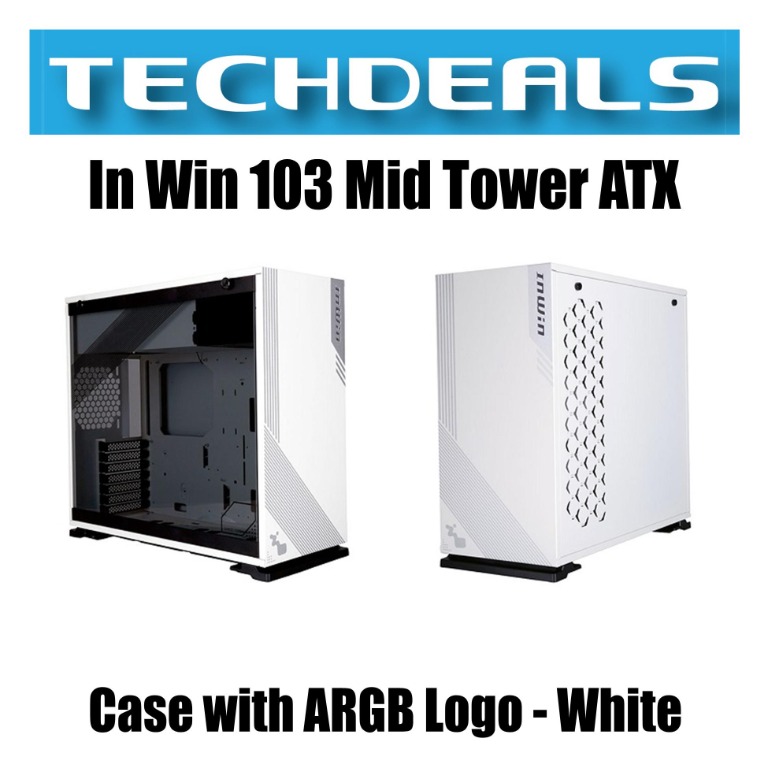 In Win 103 Mid Tower ATX Case with ARGB Logo - White, Computers & Tech ...