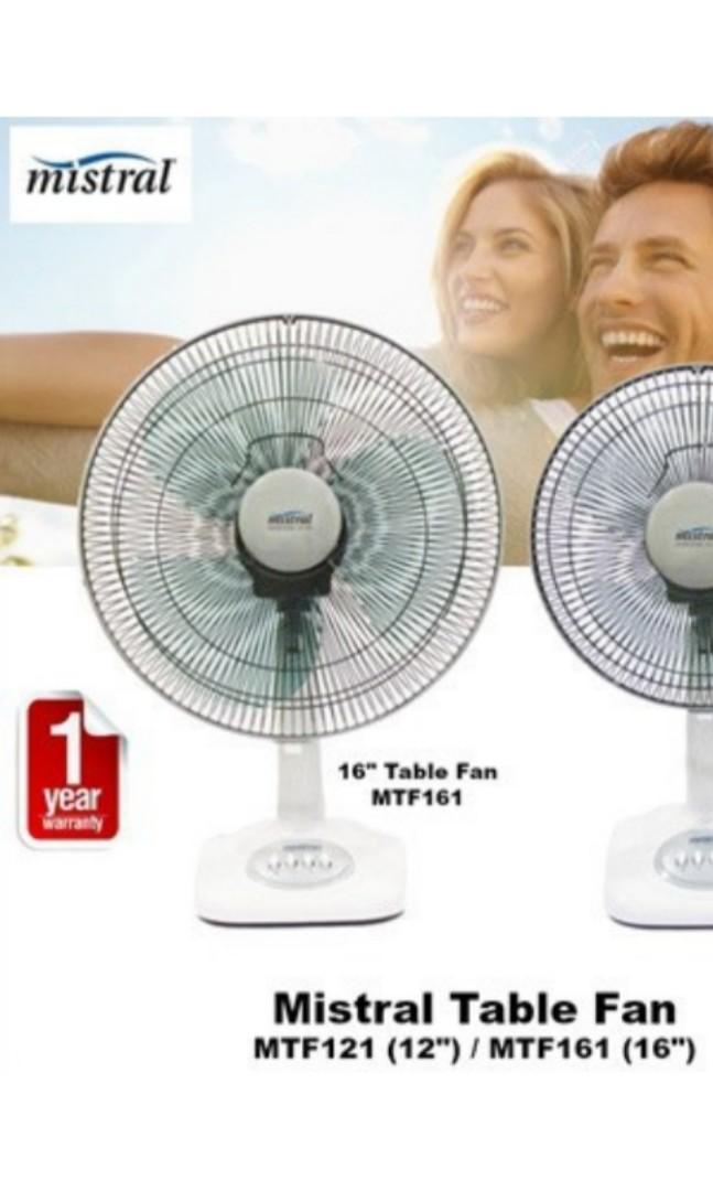 Mistral MTF 161 Table Fan, 16" Grey, Furniture & Home Living, Lighting ...
