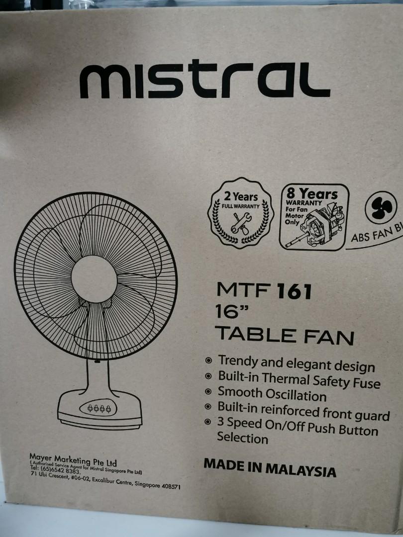 Mistral MTF 161 Table Fan, 16" Grey, Furniture & Home Living, Lighting ...
