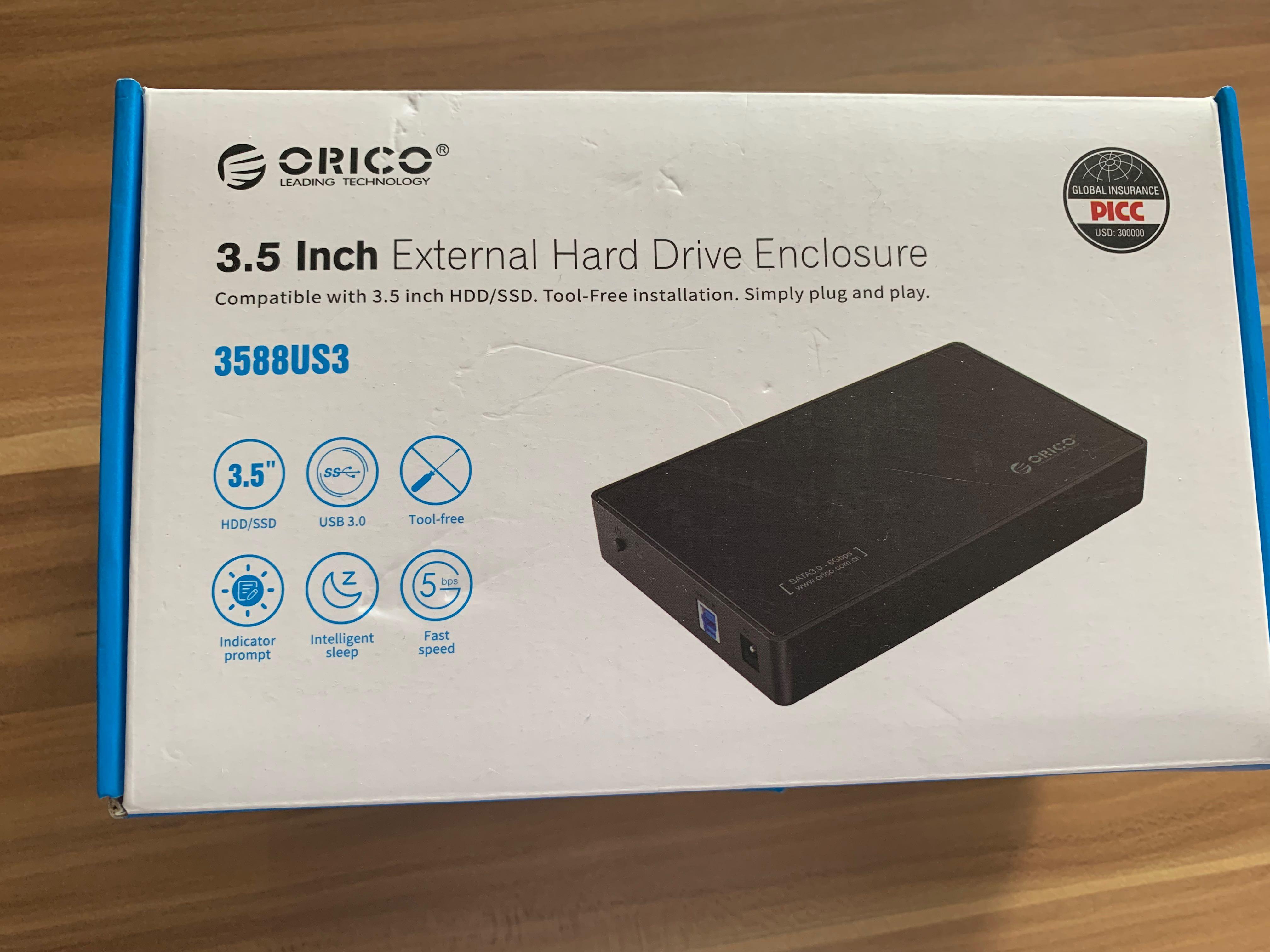 Orico 3.5” inch External Hard Drive Enclosure, Computers & Tech, Parts ...
