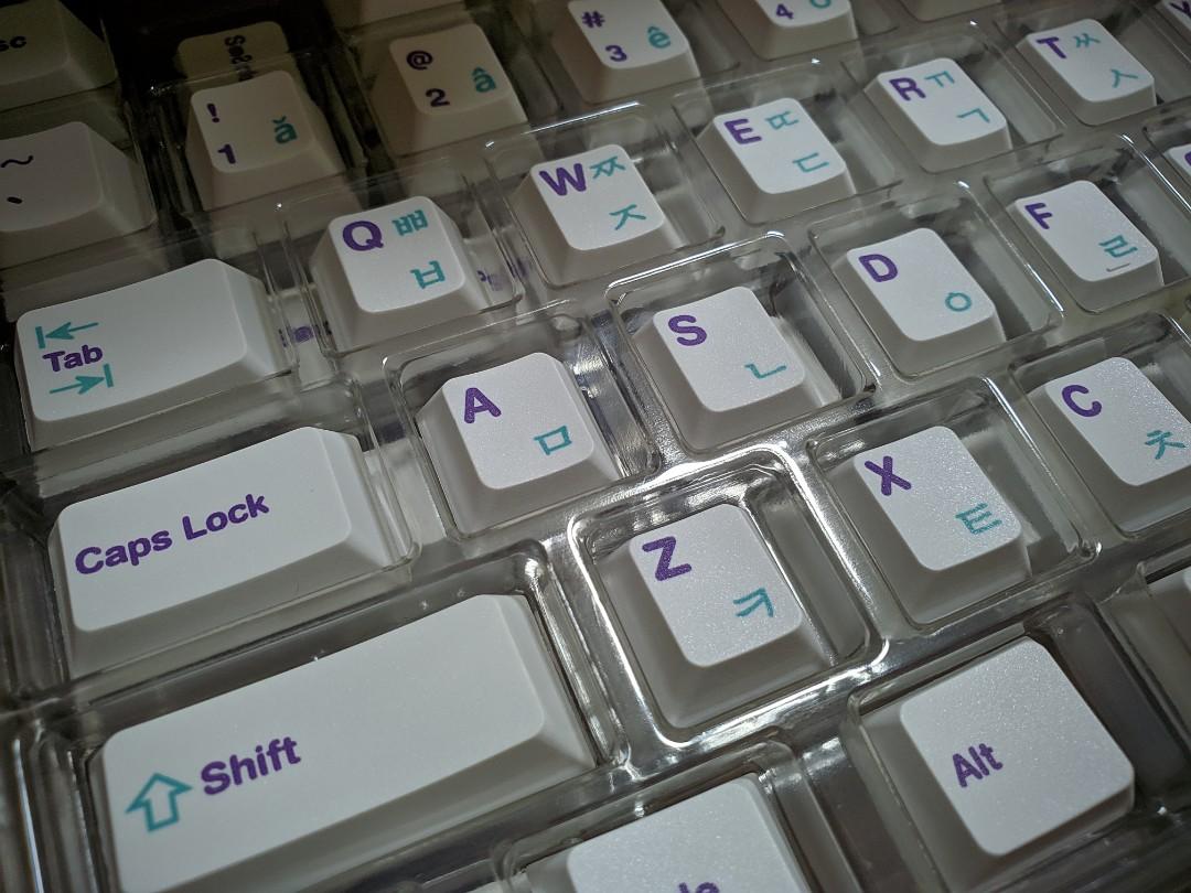 PBT Keycaps Hangul Hanguk Cherry Profile Purple Teal Green on White ...
