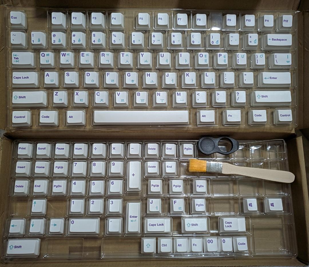 PBT Keycaps Hangul Hanguk Cherry Profile Purple Teal Green on White ...