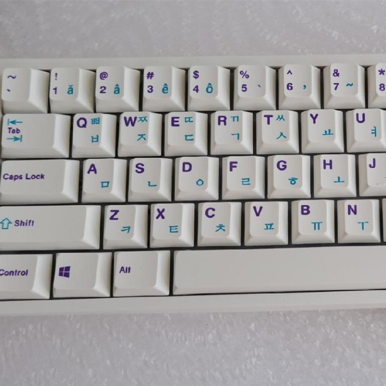 PBT Keycaps Hangul Hanguk Cherry Profile Purple Teal Green on White ...