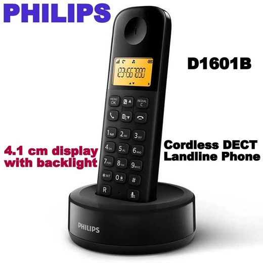 Philips D1601B Cordless DECT Landline Phone Home Telephone with Caller ...