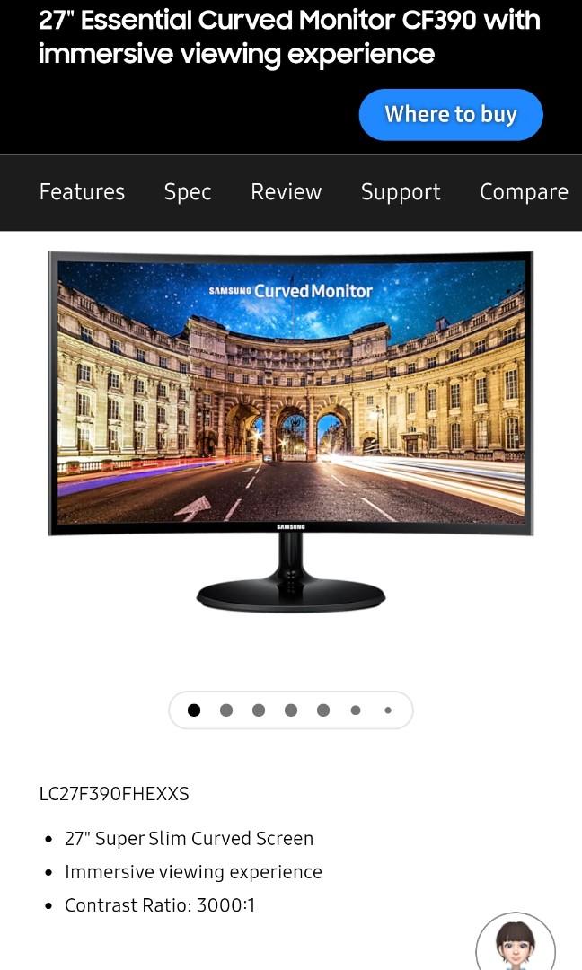 Samsung 27 inches curved monitor (Used), Electronics, Computers ...