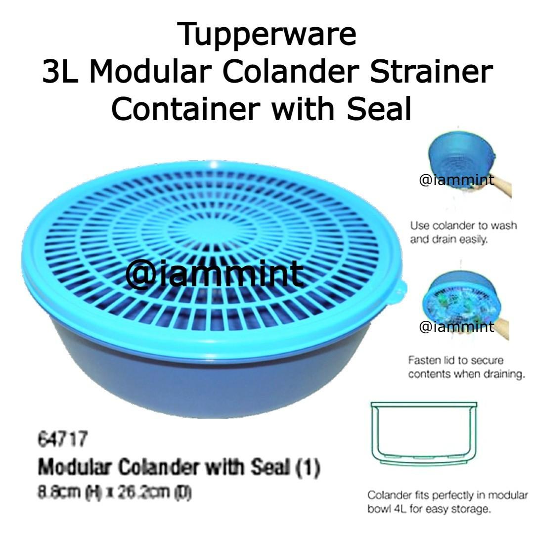 Tupperware 3L Modular Colander Strainer Container with Lid Cover Seal ...
