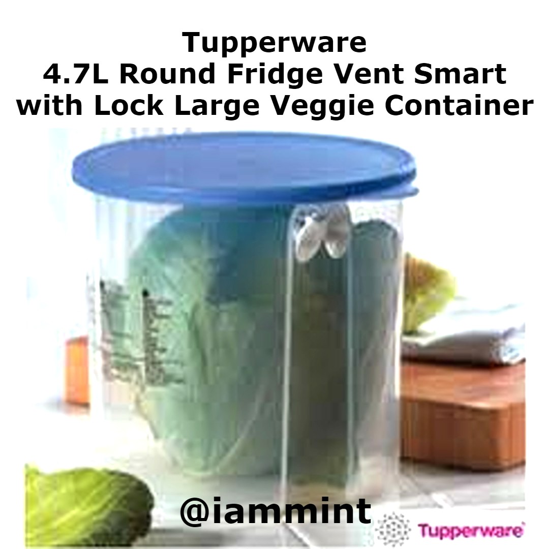 Tupperware 4.7L Round Fridge Smart with Lock Vent Large Veggie ...