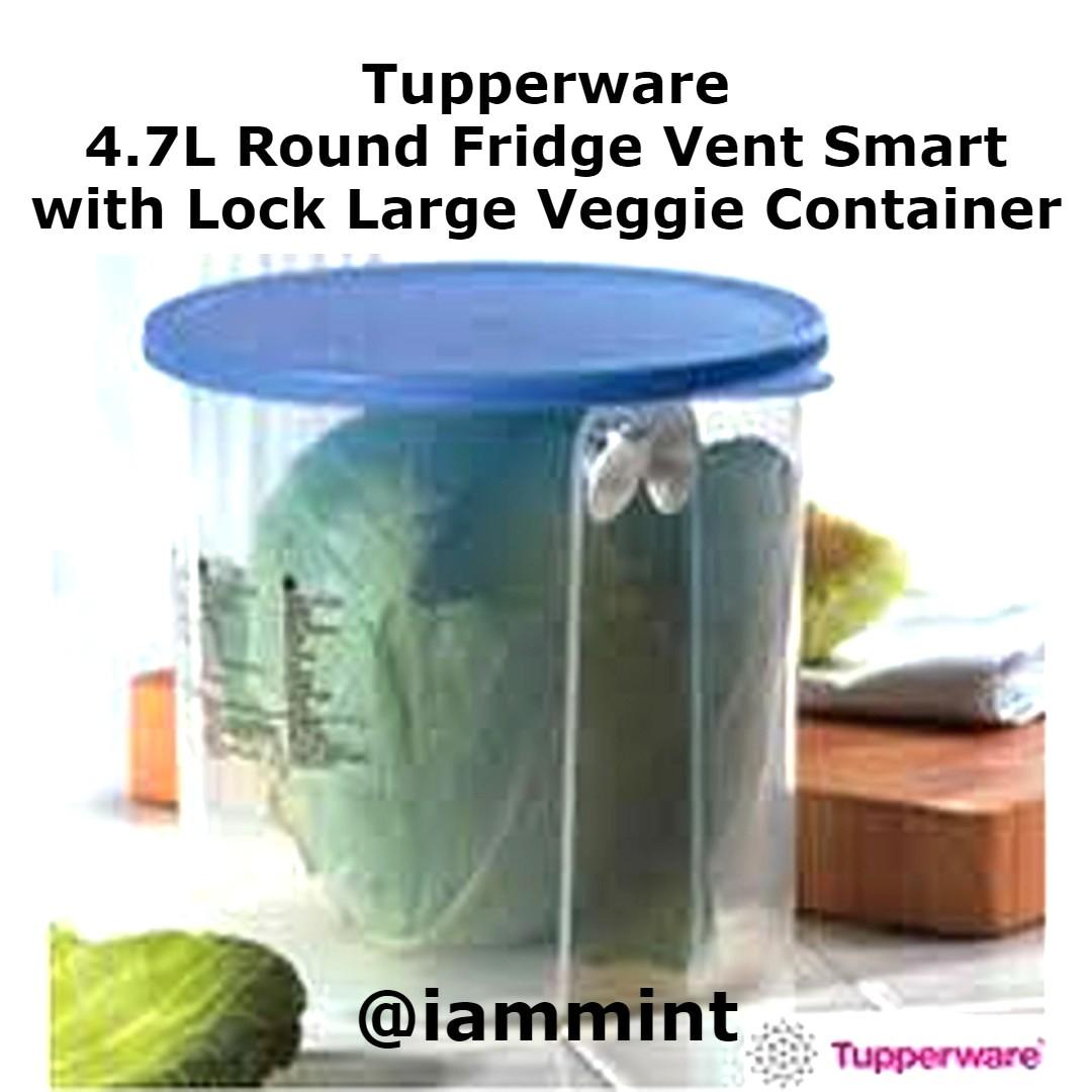 Tupperware 4.7L Round Fridge Smart with Lock Vent Large Veggie ...