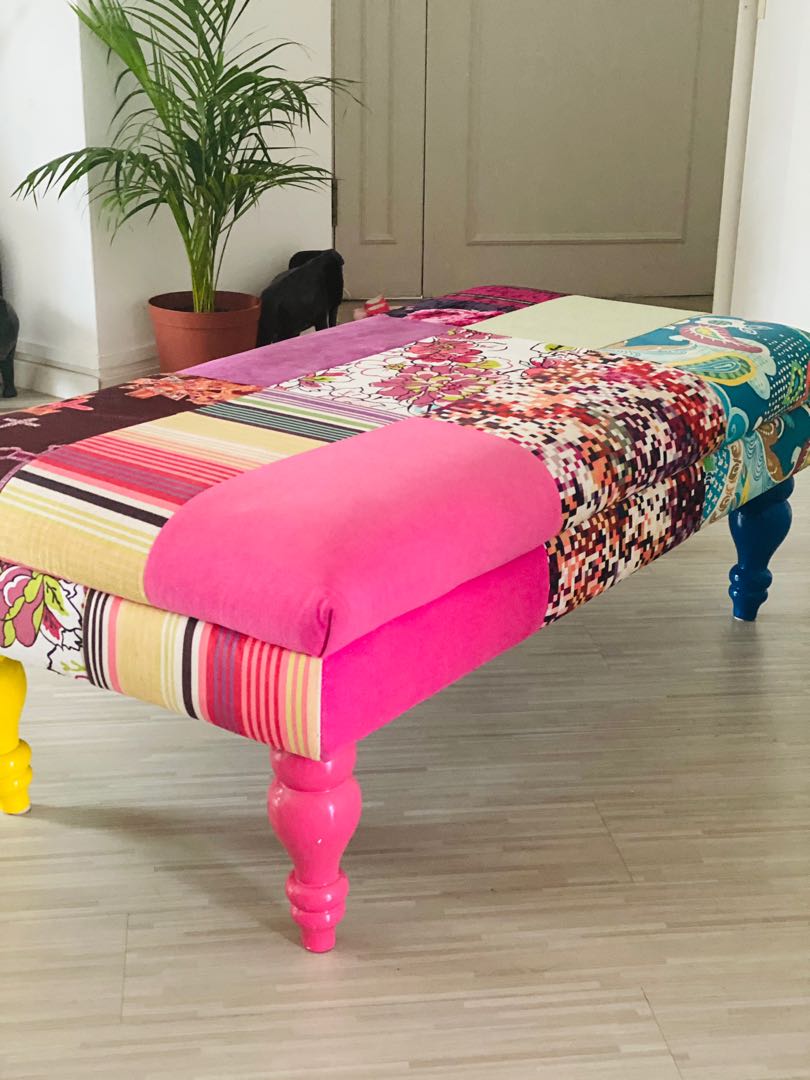 Unique & Colorful Bench with Cushioned seating, Furniture & Home Living ...
