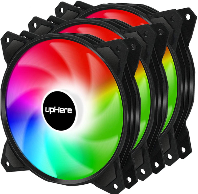 upHere 4PIN PWM 120mm Rainbow LED Computer Case PC Cooling Fan Ultra ...