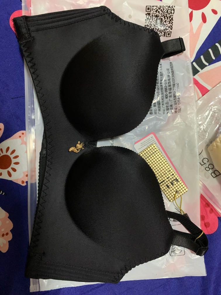 Wireless black push up bra B85 (38), Women's Fashion, New Undergarments ...
