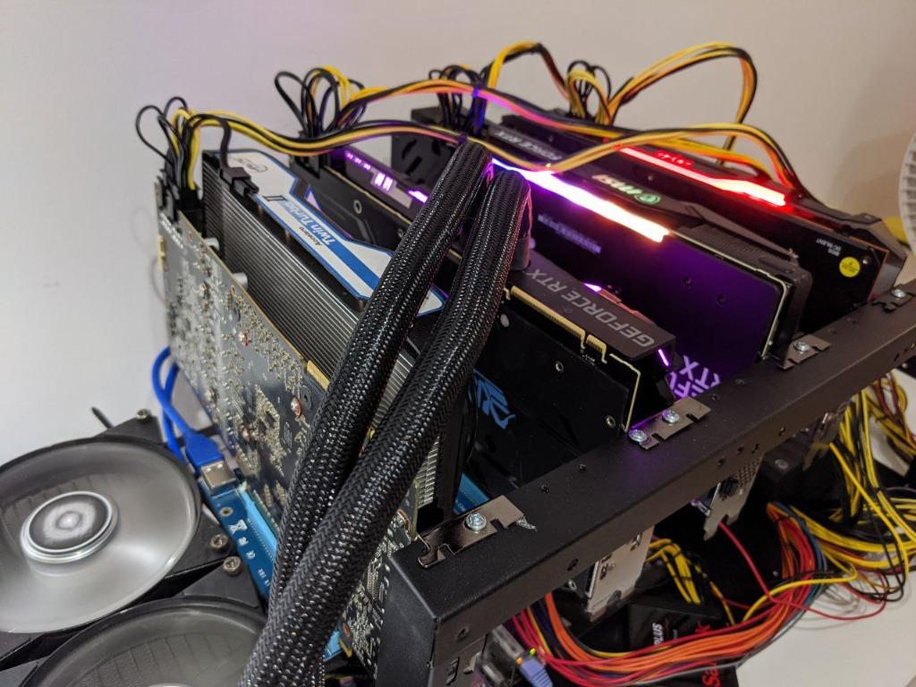 4 X GPU Mining Rig (RTX 3070, 5700 XT, 2070 Super x 2), Computers ...