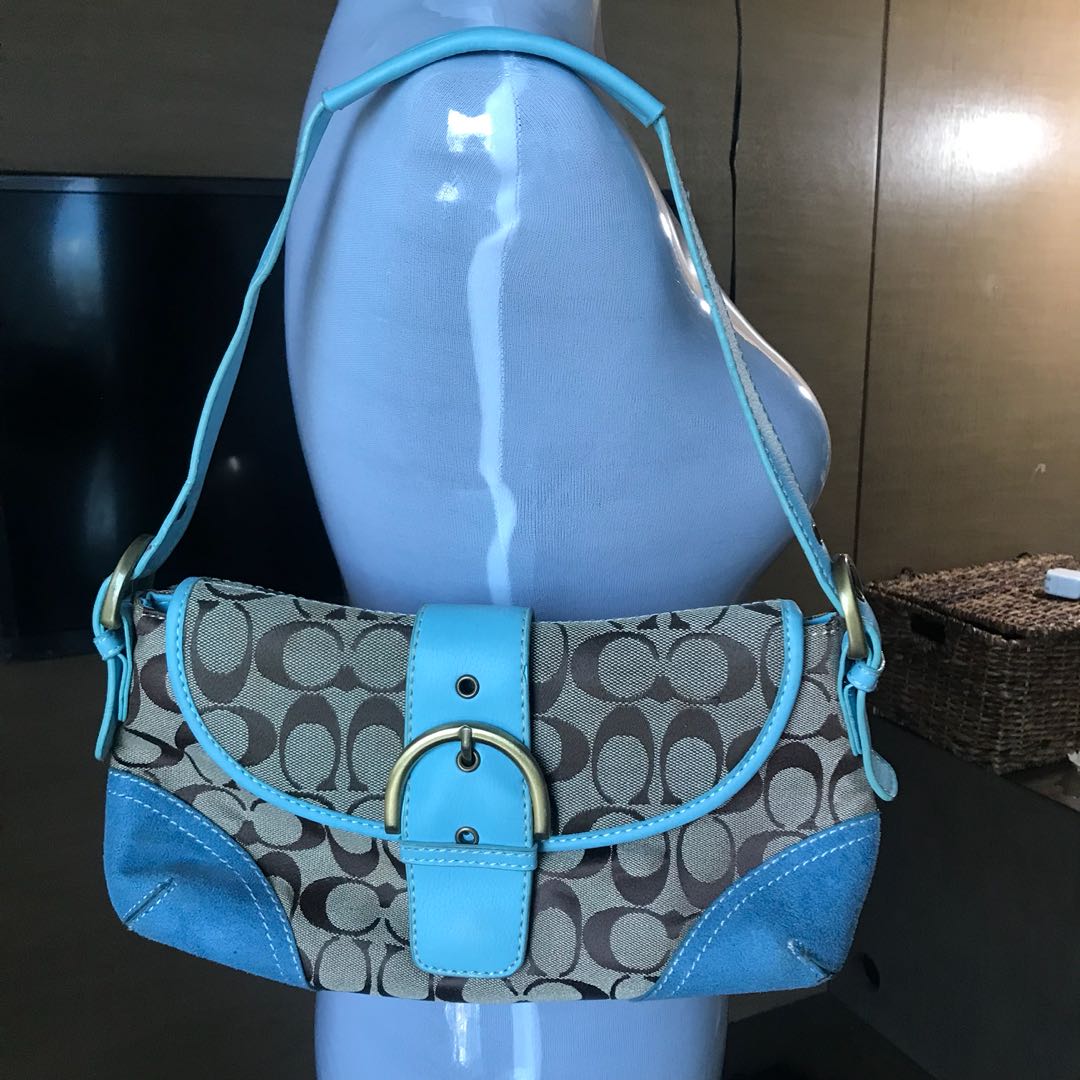 RUSH SALE! Coach Signature Canvas Armpit Bag in Two Tone Blue Leather ...