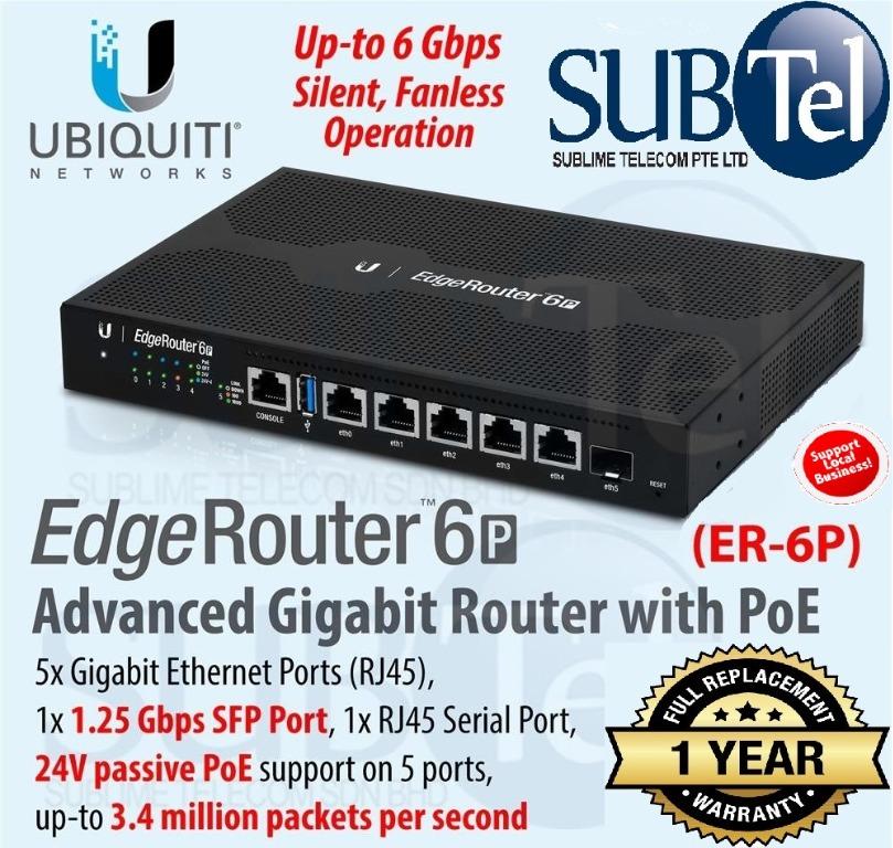 ER-6P Ubiquiti EdgeRouter 6 Port SFP EdgeMax Series UBNT Singapore ...