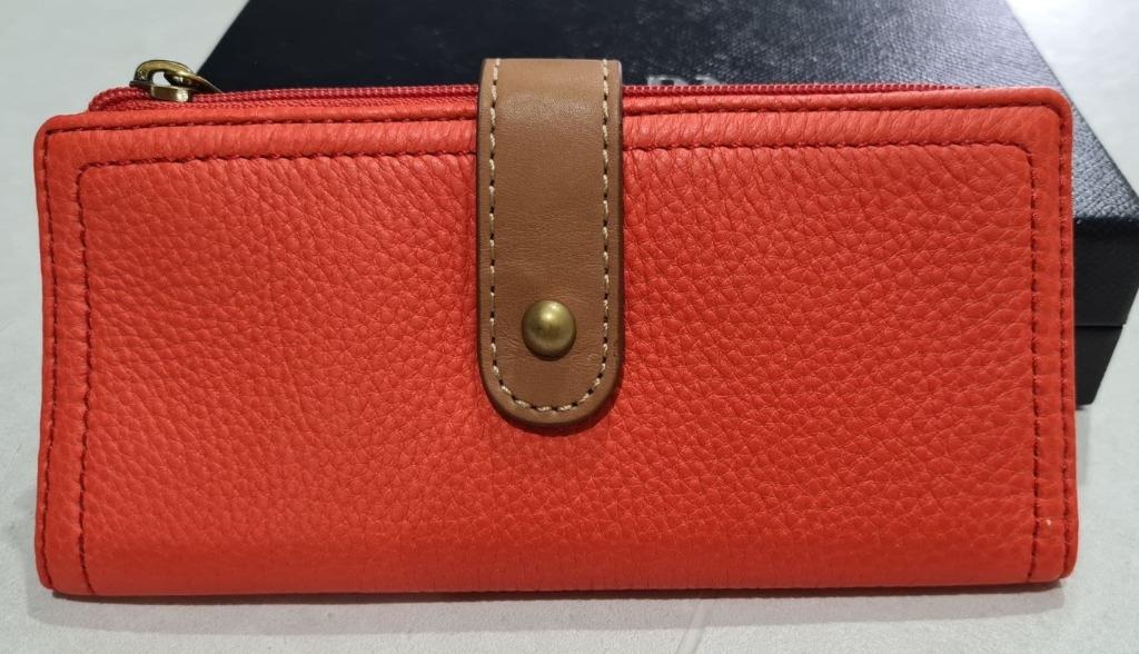 Fossil Long Wallet (Orange Color), Luxury, Bags & Wallets on Carousell