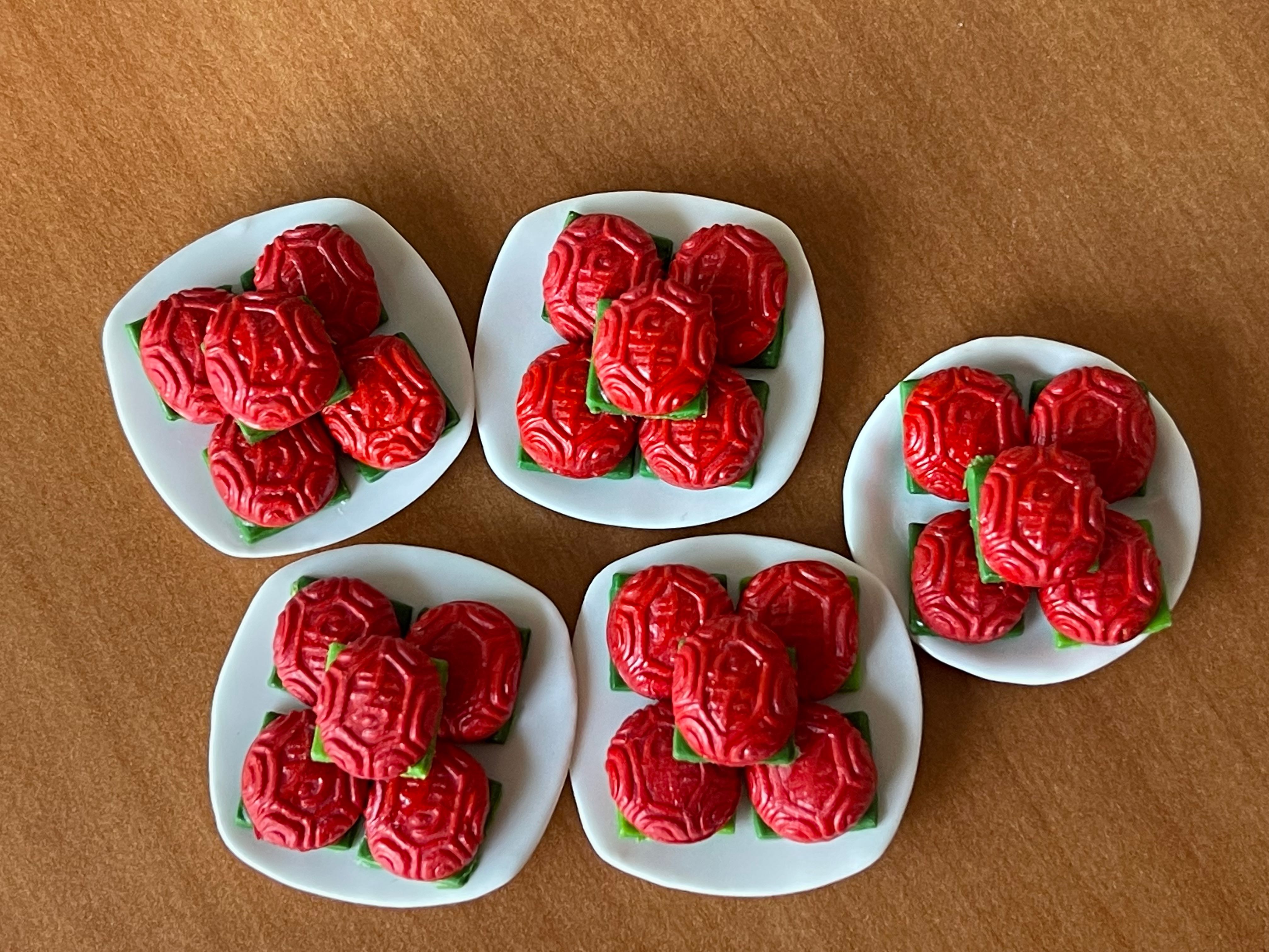 Handmade Miniature Local Kueh, Nonya Kueh, Ang Ku Kueh, Red tortoise ...