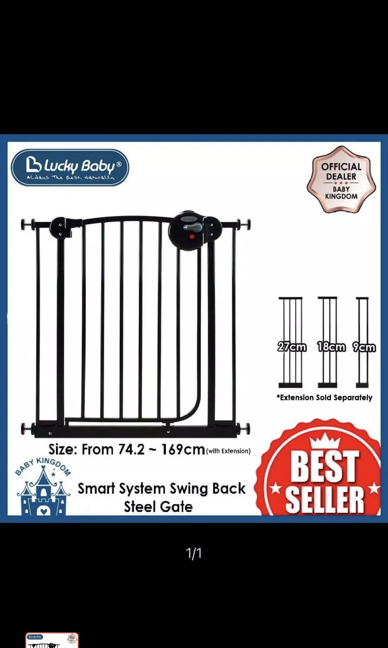 Lucky Baby Smart System 2 Way Swing Steel Gate with extension, Babies ...