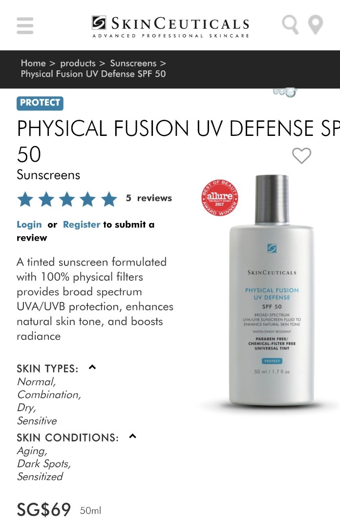 Skinceutical Physical Fusion UV Defense 50ml, Beauty & Personal Care ...