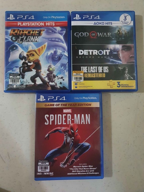 Spider-man GOTY/Ratchet and Clank/God of War + Detroit Become Human PS4 ...