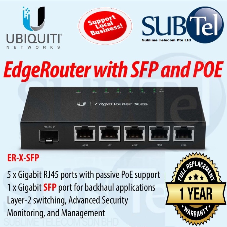 Ubiquiti ER-X-SFP Edge Router X 5 Port Gigabit SFP POE UBNT Singapore ...