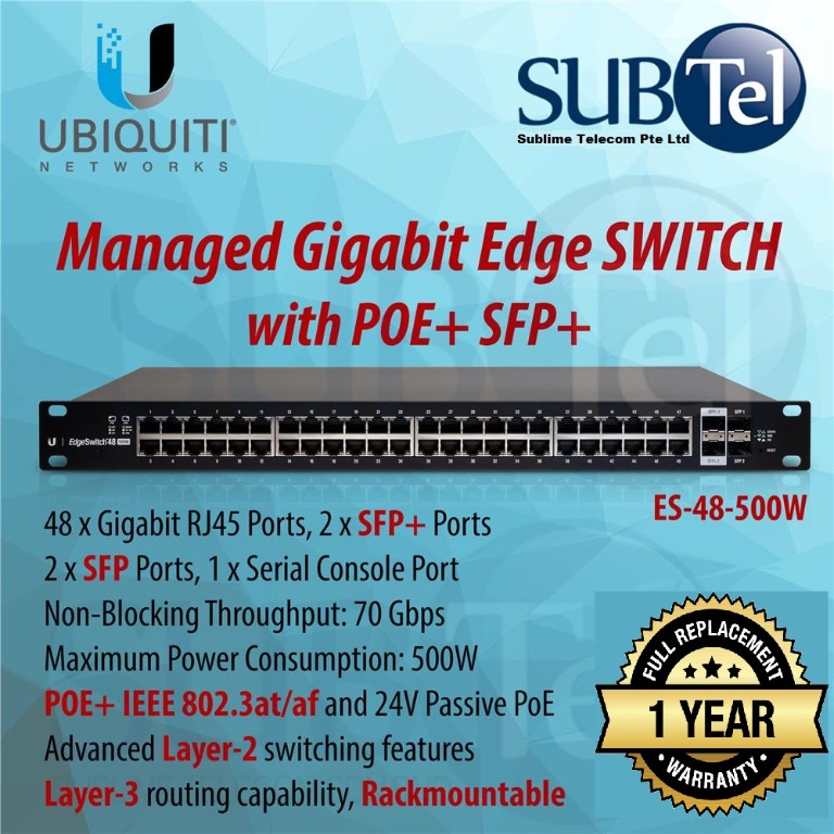 Ubiquiti ES-48-500W Edge Switch POE 48 Port SFP+ UBNT Singapore ...