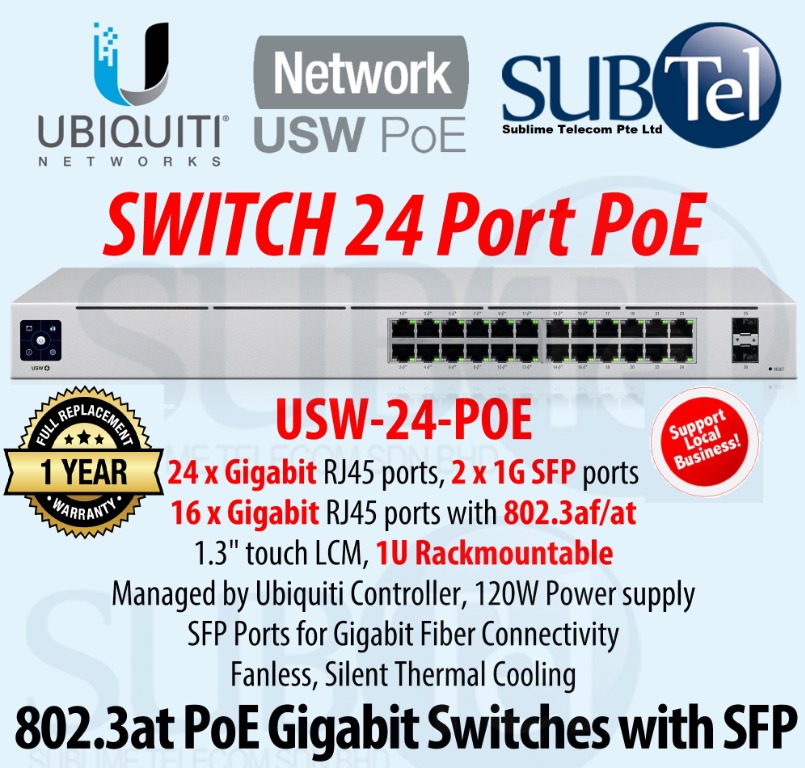 USW-24-POE Gen 2 Ubiquiti 120W UniFi Managed Layer 2 Switch with SFP ...