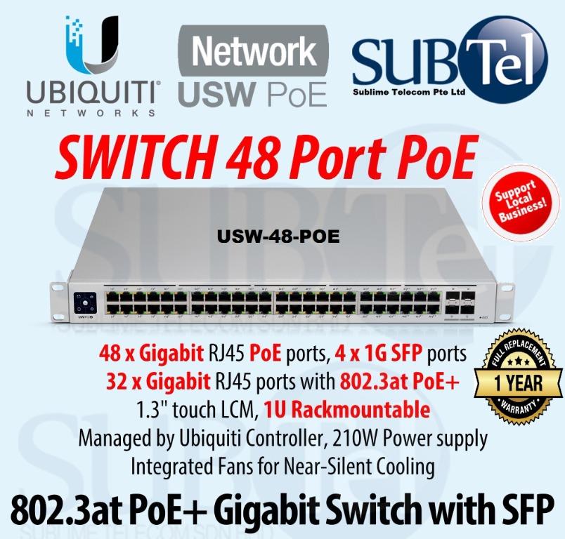 USW-48-POE Ubiquiti Gen2 UniFi POE Switch 802.3at PoE+ SFP 48 Port UBNT ...