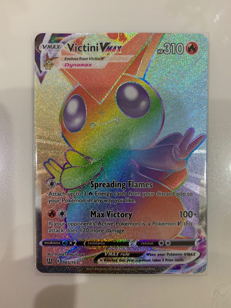 Pokemon TCG: Victini VMax Rainbow Secret Rare Card 165/163, Hobbies ...