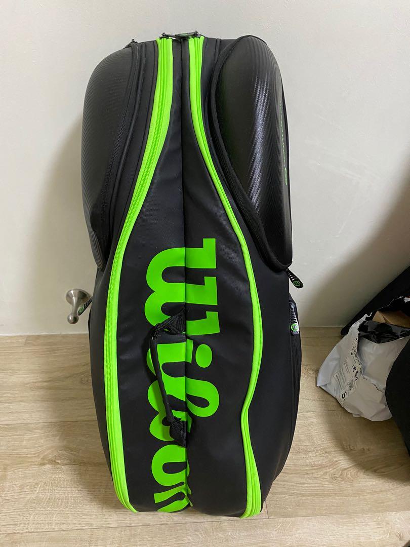 Wilson Blade 9-racquet tennis bag (black/lime green), Sports Equipment ...