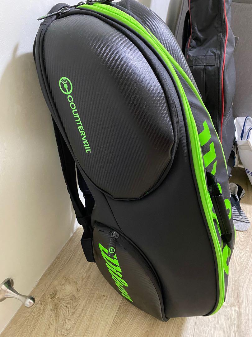Wilson Blade 9-racquet tennis bag (black/lime green), Sports Equipment ...