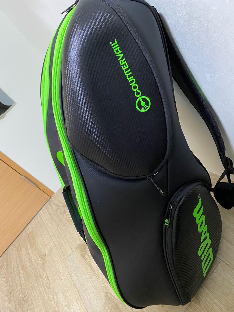 Wilson Blade 9-racquet tennis bag (black/lime green), Sports Equipment ...