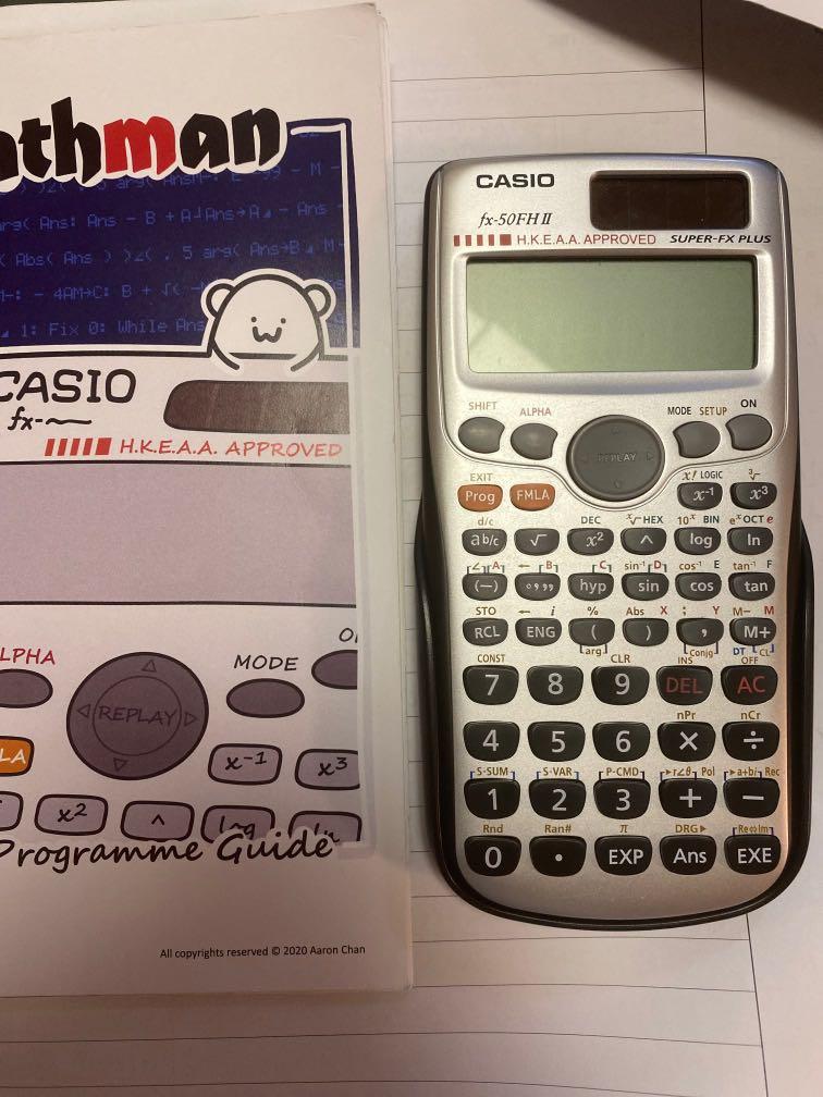 (新淨)dse calculator fx-50FH II 附programme guide, 興趣及遊戲, 手作＆自家設計, 文具 ...