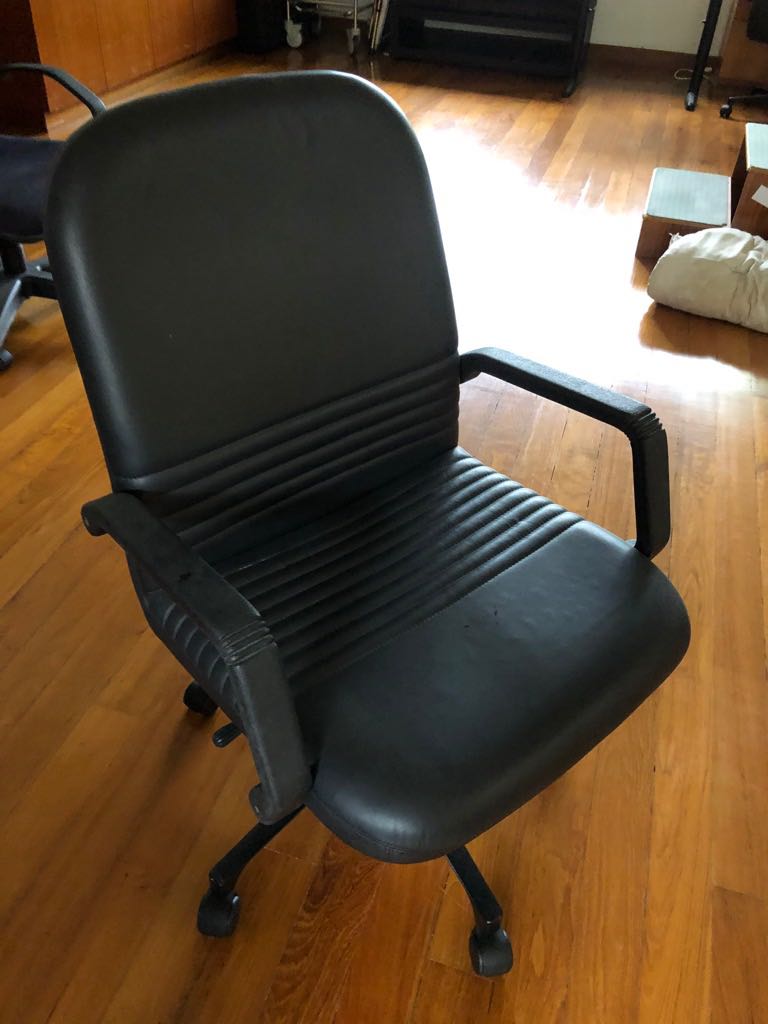 Leather study/office chair, Furniture & Home Living, Furniture, Chairs ...