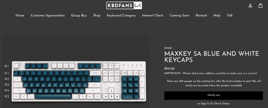 MaxKey SA Blue and White Keycap Set (138 Keycaps), Computers & Tech ...