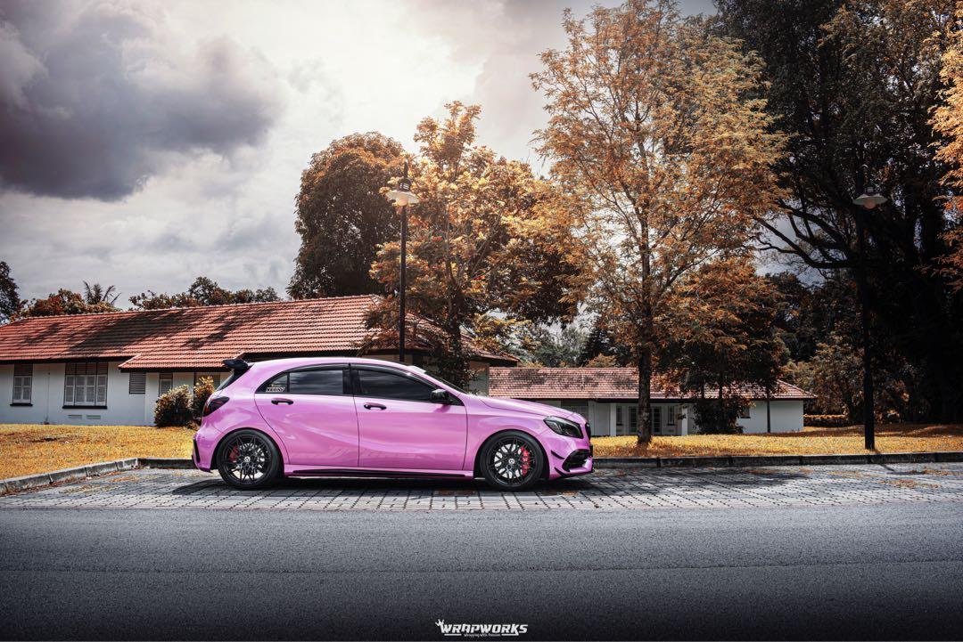 Mercedes A45 Full Wrap Holographic Metallic Pink, Car Accessories ...