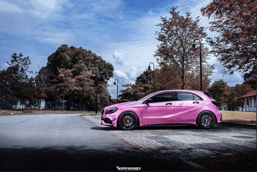 Mercedes A45 Full Wrap Holographic Metallic Pink, Car Accessories ...