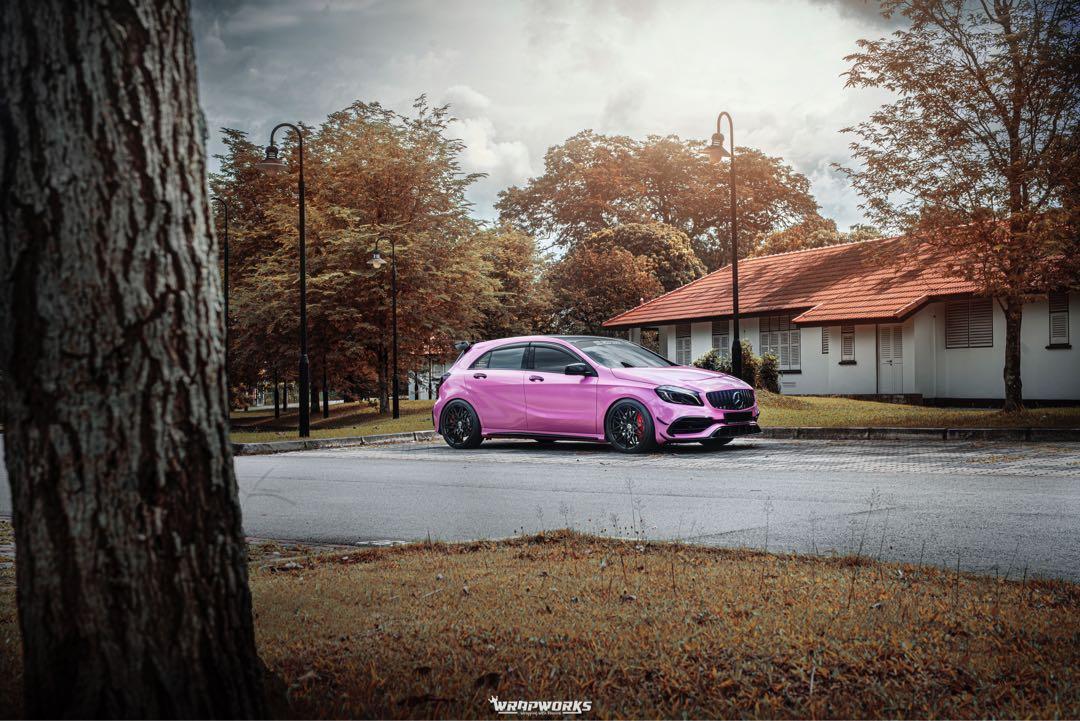 Mercedes A45 Full Wrap Holographic Metallic Pink, Car Accessories ...