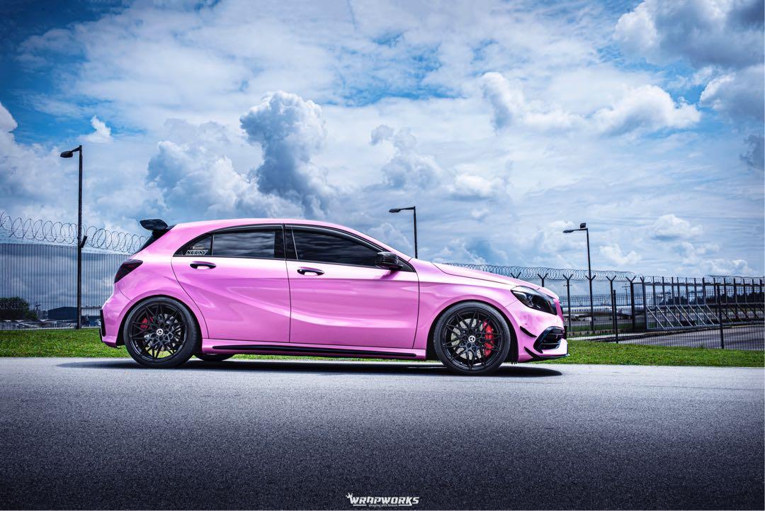 Mercedes A45 Full Wrap Holographic Metallic Pink, Car Accessories ...