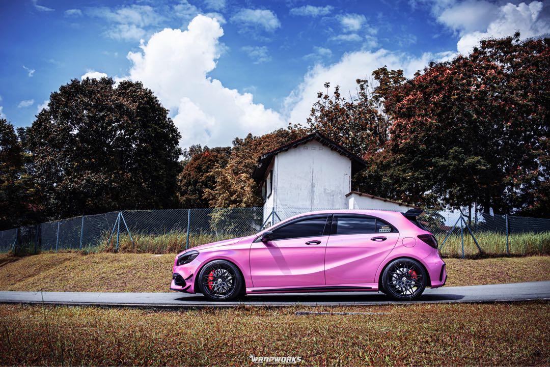 Mercedes A45 Full Wrap Holographic Metallic Pink, Car Accessories ...