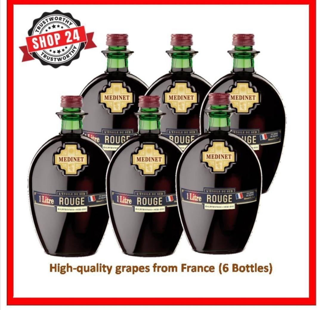 Shop24 Medinet Rouge Red wine 1000ml 6 bottles free delivery to your ...